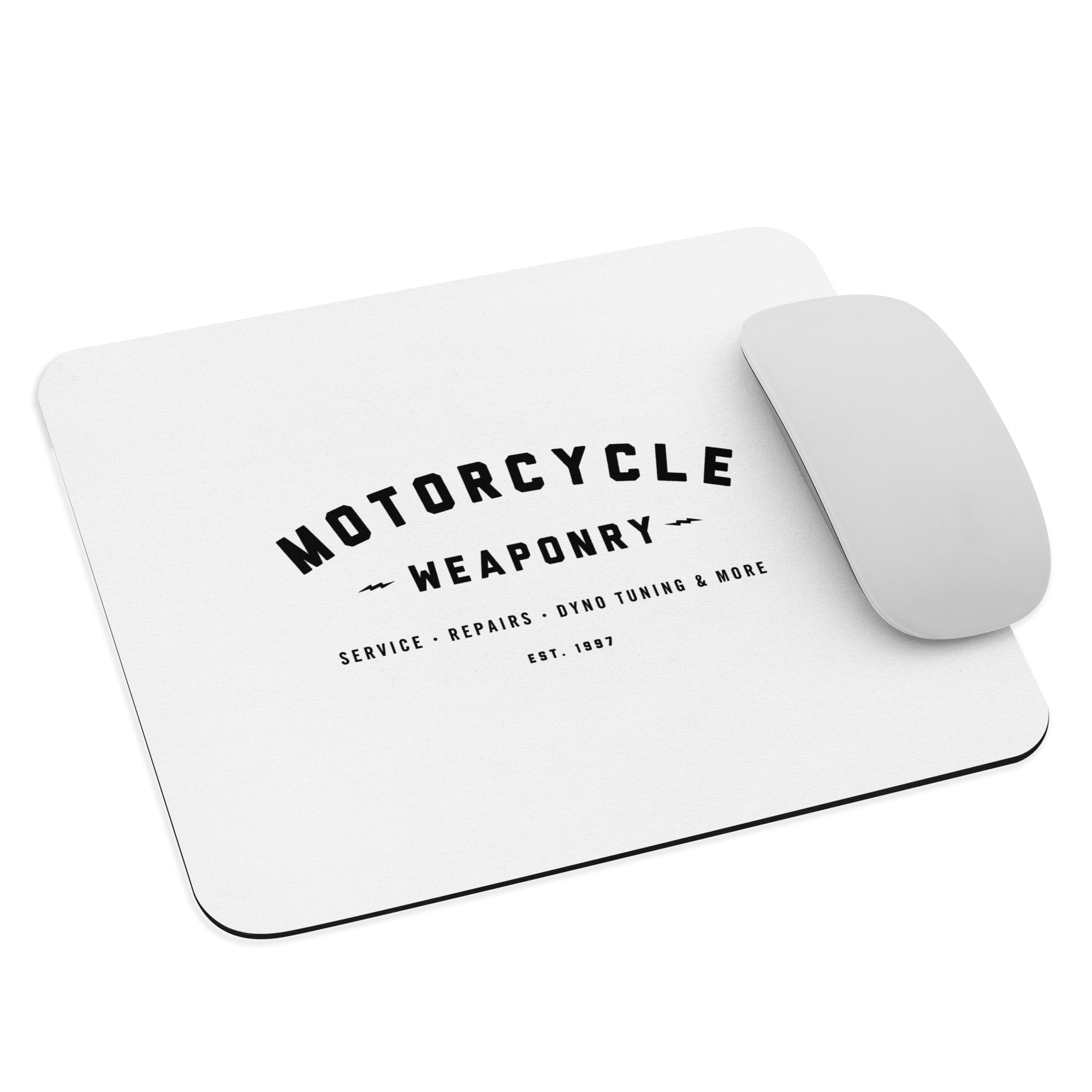 Motorcycle Weaponry Mouse Pad (White) – YES, I AM